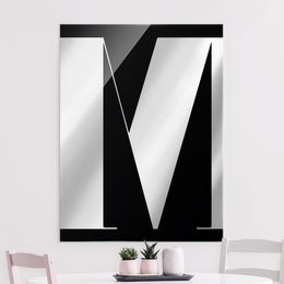 Bilderwelten Glasbild Buchstaben & Zahlen modern schwarz weiss Glas Wandbild - Antiqua Letter M Schwarz - Deko Jugendzimmer