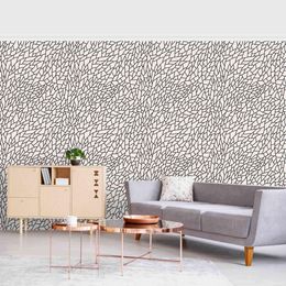 Bilderwelten Fototapete Vliestapete Abstrakt Wandtapete schwarz - Mosaiklinien Muster Schwarz - Deko Wohnzimmer Schlafzimmer