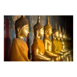 Bilderwelten Fototapete Spirituell Motiv Wandtapete gold - Goldene Buddha Statuen - Asia Wohnzimmer Schlafzimmer