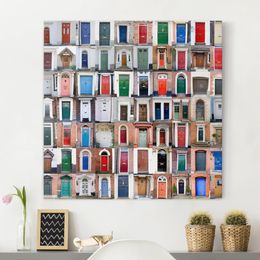 Bilderwelten Leinwandbild - Quadrat 100 T&uuml;ren