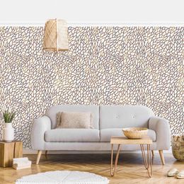 Bilderwelten Fototapete Vliestapete Abstrakt Wandtapete gold - Mosaiklinien Muster Braun Gold - Deko Wohnzimmer Schlafzimmer