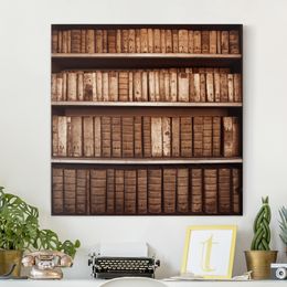 Bilderwelten Leinwandbild Vintage Holzoptik Leinwanddruck - Altes Archiv - Retro XXL Wohnzimmer Schlafzimmer