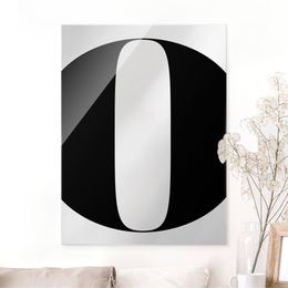 Bilderwelten Glasbild Buchstaben & Zahlen modern schwarz weiss Glas Wandbild - Antiqua Letter O - Deko Jugendzimmer