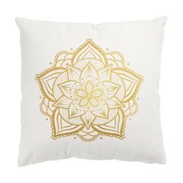 Bilderwelten Dekokissen Mandala Bl&uuml;te Illustration wei&szlig; gold
