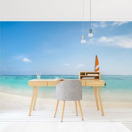 Bilderwelten Fototapete Strand Tropisch Wandtapete t&uuml;rkis - Katamaran auf dem Indischen Ozean - Karibik Wohnzimmer Schlafzimmer