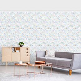 Bilderwelten Fototapete Vliestapete modern Fliesenoptik bunt - Marmor Muster Regenbogen - Geometrisch Wohnzimmer Schlafzimmer