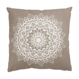 Bilderwelten Dekokissen Kissenbezug grau Spirituell Orientalisch - Mandala wei&szlig; beige - Ornamente Sofakissen Bezug & F&uuml;llung in 40x40 50x50 60x60
