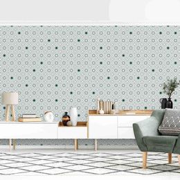 Bilderwelten Fototapete Vliestapete Orientalisch Wandtapete gr&uuml;n - Marokkanische Sterne Linienmuster - Geometrisch Wohnzimmer Schlafzimmer