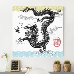 Bilderwelten Leinwandbild - Quadrat Asiatischer Drache