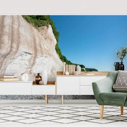 Bilderwelten Fototapete Strand Motiv Wandtapete weiss - Kreidefelsen auf R&uuml;gen - Landschaft Wohnzimmer Schlafzimmer