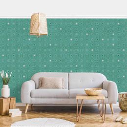Bilderwelten Fototapete Vliestapete Orientalisch Wandtapete gr&uuml;n - Marokkanisches Sternen Muster - Geometrisch Wohnzimmer Schlafzimmer