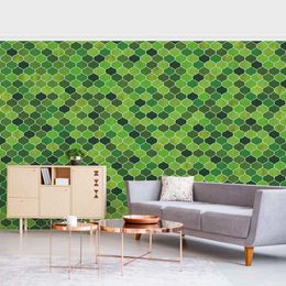 Bilderwelten Fototapete Vliestapete Orientalisch Aquarell gr&uuml;n - Marokkanisches Aquarell Muster Gr&uuml;n - Geometrisch Wohnzimmer Schlafzimmer