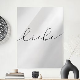 Bilderwelten Glasbild Spr&uuml;che modern weiss Glas Wandbild - Liebe Kalligraphie - Spr&uuml;che Wohnzimmer Schlafzimmer