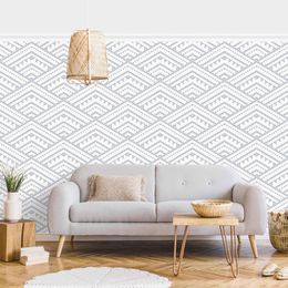 Bilderwelten Fototapete Vliestapete modern Wandtapete grau - Muster aus kleinen Dreiecken in Grau - Geometrisch Wohnzimmer Schlafzimmer