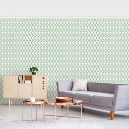 Bilderwelten Fototapete Vliestapete Orientalisch Wandtapete gr&uuml;n - Marokkanisches Waben Linienmuster - Geometrisch Wohnzimmer Schlafzimmer