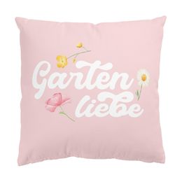 Bilderwelten Dekokissen rosa Blumen modern - Mein Garten - Gartenliebe - Spr&uuml;che Sofakissen Bezug & F&uuml;llung in 40x40 50x50 60x60