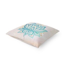Bilderwelten Dekokissen Lotus Illustration Mandala gold blau