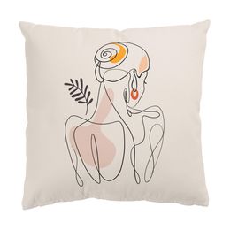 Bilderwelten Dekokissen beige originell Line Art - Lineart Pose - Bett Couch Sofakissen Bezug & F&uuml;llung in 40x40 50x50 60x60