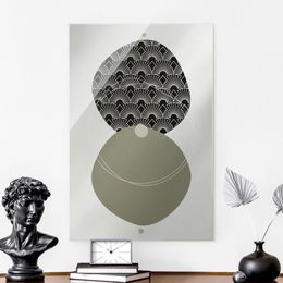 Bilderwelten Glasbild Abstrakt gr&uuml;n Glas Wandbild - Abstrakte Formen - Kreise in Gr&uuml;n - Geometrisch Wohnzimmer Schlafzimmer