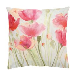 Bilderwelten Dekokissen Kissenbezug rot Blumen modern Aquarell - Mohnblumen im Sommerwind - Mohn Sofakissen Bezug & F&uuml;llung in 40x40 50x50 60x60