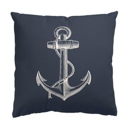 Bilderwelten Dekokissen blau Strand Illustration - Maritime Sch&auml;tze Anker - Boot Schiff & U-Boot Sofakissen Bezug & F&uuml;llung in 40x40 50x50 60x60