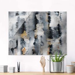 Bilderwelten Glasbild originell Abstrakt gold Aquarell - Abstraktes Aquarell mit Gold - Deko Wohnzimmer Schlafzimmer