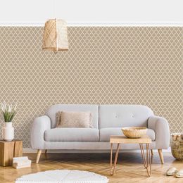 Bilderwelten Fototapete Vliestapete Orientalisch Wandtapete beige - Marokkanisches Muster mit Ornamenten vor Beige - Geometrisch Wohnzimmer Schlafzimmer