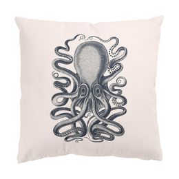 Bilderwelten Dekokissen Kissenbezug beige Strand Illustration - Maritime Sch&auml;tze Oktopus - Bett Couch Sofakissen Bezug & F&uuml;llung in 40x40 50x50 60x60