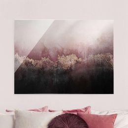Bilderwelten Glasbild originell Abstrakt rosa Aquarell - Goldene D&auml;mmerung Rosa - Deko Wohnzimmer Schlafzimmer