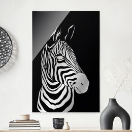 Bilderwelten Glasbild Safari Tiere - Portrait Zebra Schwarz