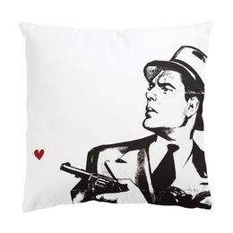Bilderwelten Dekokissen Kissenbezug schwarz weiss Portrait Illustration - Love and Gun - Bett Couch Sofakissen Bezug & F&uuml;llung in 40x40 50x50 60x60