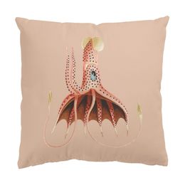 Bilderwelten Dekokissen Kissenbezug beige Strand Illustration - Maritime Sch&auml;tze Tintenfisch - Bett Couch Sofakissen Bezug & F&uuml;llung in 40x40 50x50 60x60