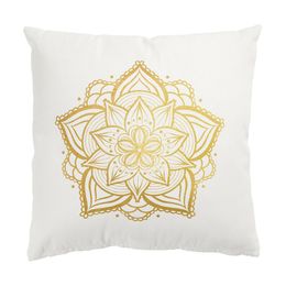 Bilderwelten Dekokissen Kissenbezug gold Spirituell Orientalisch - Mandala Bl&uuml;te Illustration wei&szlig; gold - Ornamente Sofakissen Bezug & F&uuml;llung in 40x40 50x50 60x60