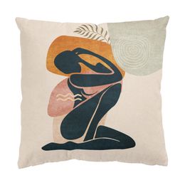 Bilderwelten Dekokissen Kissenbezug beige Portrait Illustration - Mediterraner Frauenk&ouml;rper - Bett Couch Sofakissen Bezug & F&uuml;llung in 40x40 50x50 60x60