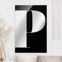 Glasbild Antiqua Letter P Schwarz