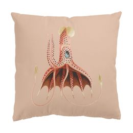 Bilderwelten Dekokissen beige Strand Illustration - Maritime Sch&auml;tze Tintenfisch - Bett Couch Sofakissen Bezug & F&uuml;llung in 40x40 50x50 60x60