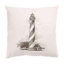 Bilderwelten Dekokissen Kissenbezug beige Strand Illustration - Maritime Sch&auml;tze Leuchtturm - Leuchtturm Sofakissen Bezug & F&uuml;llung in 40x40 50x50 60x60