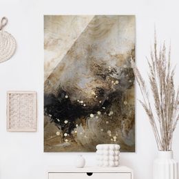 Bilderwelten Glasbild originell Abstrakt gold Glas Wandbild - Goldener Treibsand I - Deko Wohnzimmer Schlafzimmer