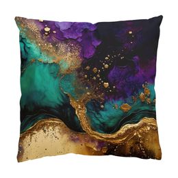 Bilderwelten Dekokissen violett Abstrakt - Lila und goldenen Str&ouml;mung - Bett Couch Sofakissen Bezug & F&uuml;llung in 40x40 50x50 60x60