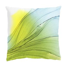 Bilderwelten Dekokissen gelb Abstrakt - Meliertes Gelb mit Himmelblau - Bett Couch Sofakissen Bezug & F&uuml;llung in 40x40 50x50 60x60