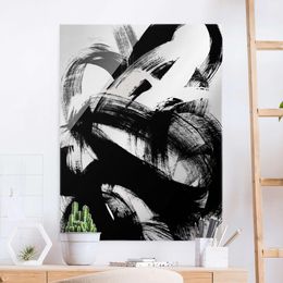 Bilderwelten Glasbild originell Abstrakt schwarz weiss Glas Wandbild - Onyx in Bewegung II - Deko Wohnzimmer Schlafzimmer