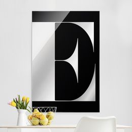 Bilderwelten Glasbild Buchstaben & Zahlen modern schwarz weiss Glas Wandbild - Antiqua Letter E Schwarz - Deko Jugendzimmer