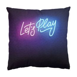 Bilderwelten Dekokissen Kissenbezug pink Spr&uuml;che Neon Art - Neon Schrift Let's Play - Spr&uuml;che Sofakissen Bezug & F&uuml;llung in 40x40 50x50 60x60