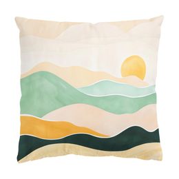 Bilderwelten Dekokissen Kissenbezug t&uuml;rkis originell modern Aquarell - Boho Landschaft Gelb T&uuml;rkis - Bett Couch Sofakissen Bezug & F&uuml;llung in 40x40 50x50 60x60