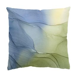 Bilderwelten Dekokissen blau Abstrakt - Meliertes Blaugrau mit Moosgr&uuml;n - Bett Couch Sofakissen Bezug & F&uuml;llung in 40x40 50x50 60x60