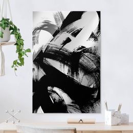Bilderwelten Glasbild originell Abstrakt schwarz weiss Glas Wandbild - Onyx in Bewegung II - Deko Wohnzimmer Schlafzimmer