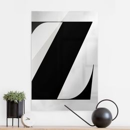 Bilderwelten Glasbild Buchstaben & Zahlen modern schwarz weiss Glas Wandbild - Antiqua Letter Z - Deko Jugendzimmer