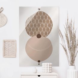 Bilderwelten Glasbild Abstrakt beige Glas Wandbild - Abstrakte Formen - Kreise in Beige - Geometrisch Wohnzimmer Schlafzimmer