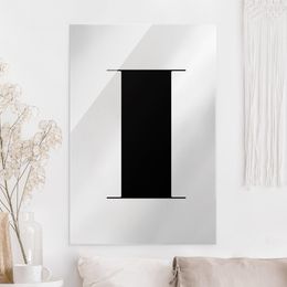 Bilderwelten Glasbild Buchstaben & Zahlen modern schwarz weiss Glas Wandbild - Antiqua Letter I - Deko Jugendzimmer