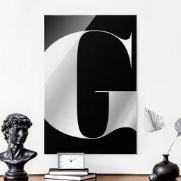 Bilderwelten Glasbild Buchstaben & Zahlen modern schwarz weiss Glas Wandbild - Antiqua Letter G Schwarz - Deko Jugendzimmer